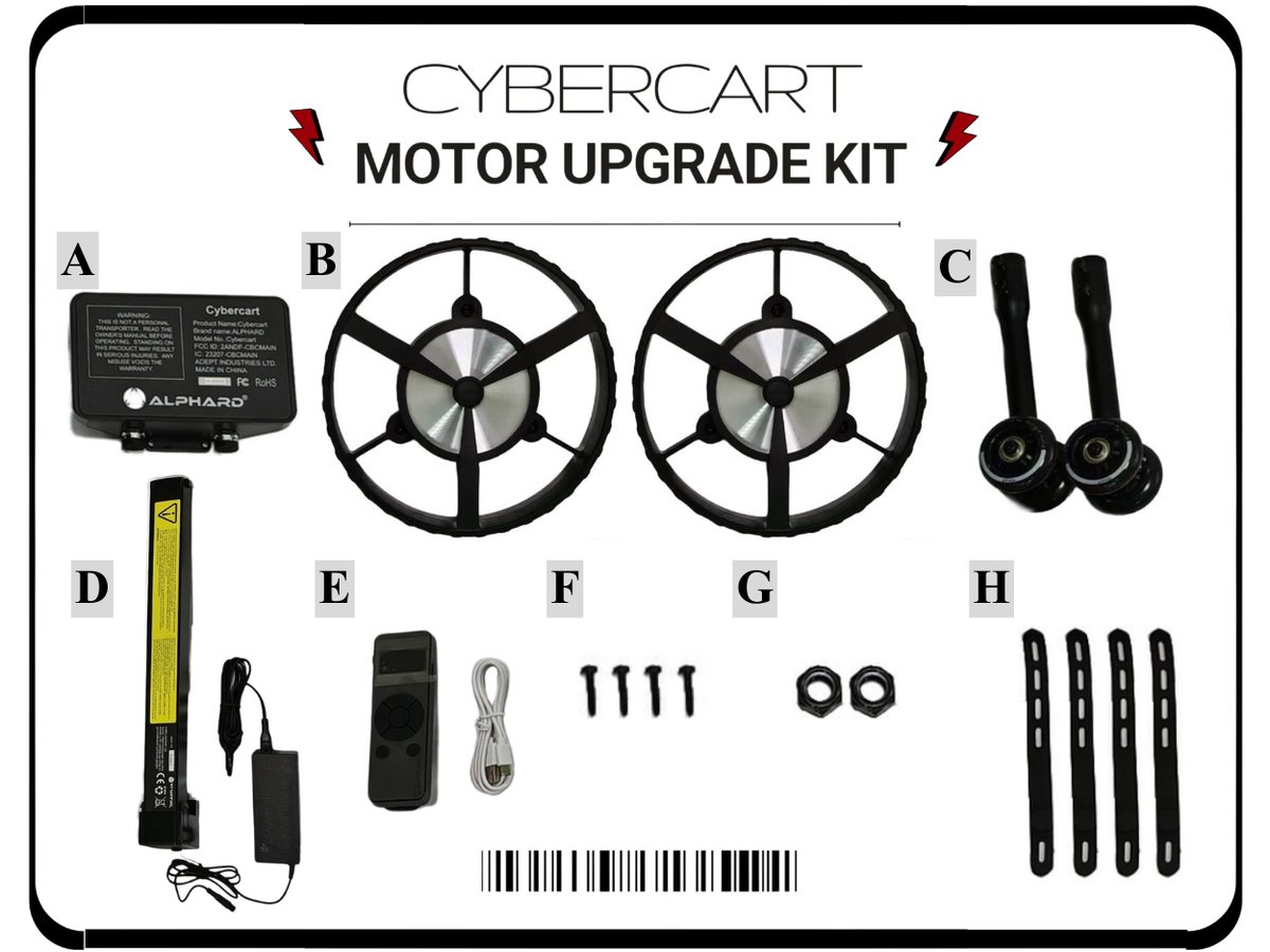 Cybercart Motor Upgrade Kit - Electrify your Push+ Cart with Remote ...